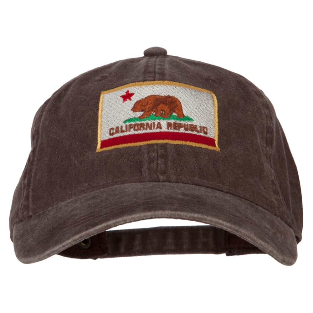 California State Flag Embroidered Washed Cotton Twill Cap - Brown OSFM ...