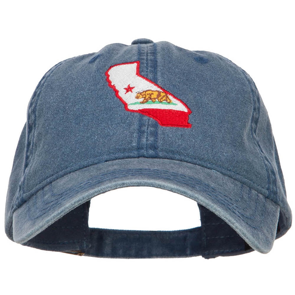 California State Flag Map Embroidered Washed Cap - Navy OSFM - Walmart.com