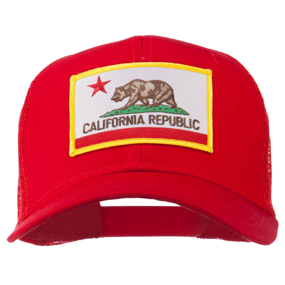 California State Flag Patched Twill Mesh Cap - Red OSFM - Walmart.com