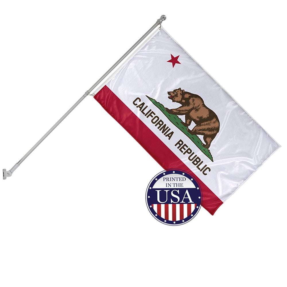 California State Flag and 6ft Flagpole with Wall Mounting Bracket - 3ft ...