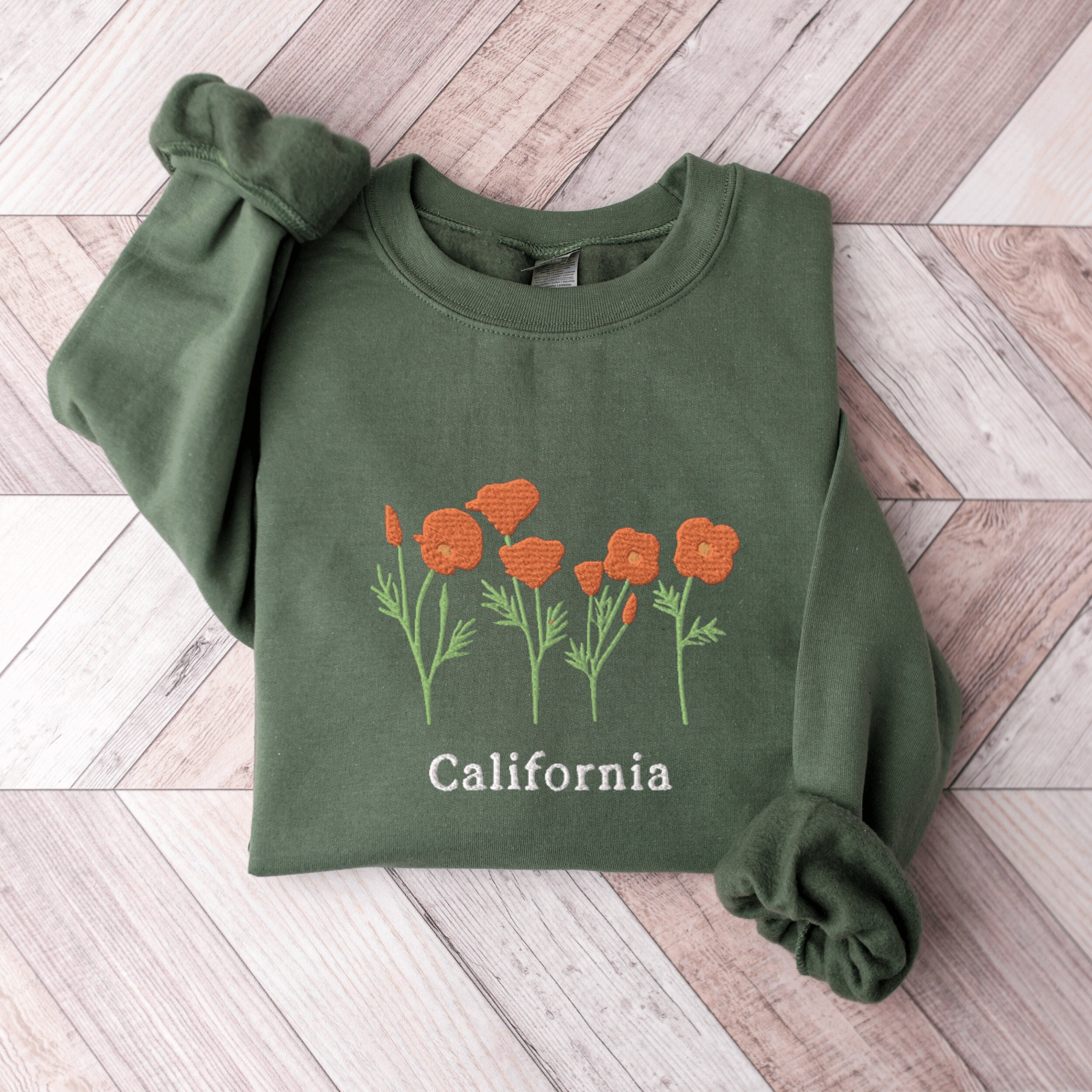 California State Flower Sweatshirt, Embroidered California Crewneck ...