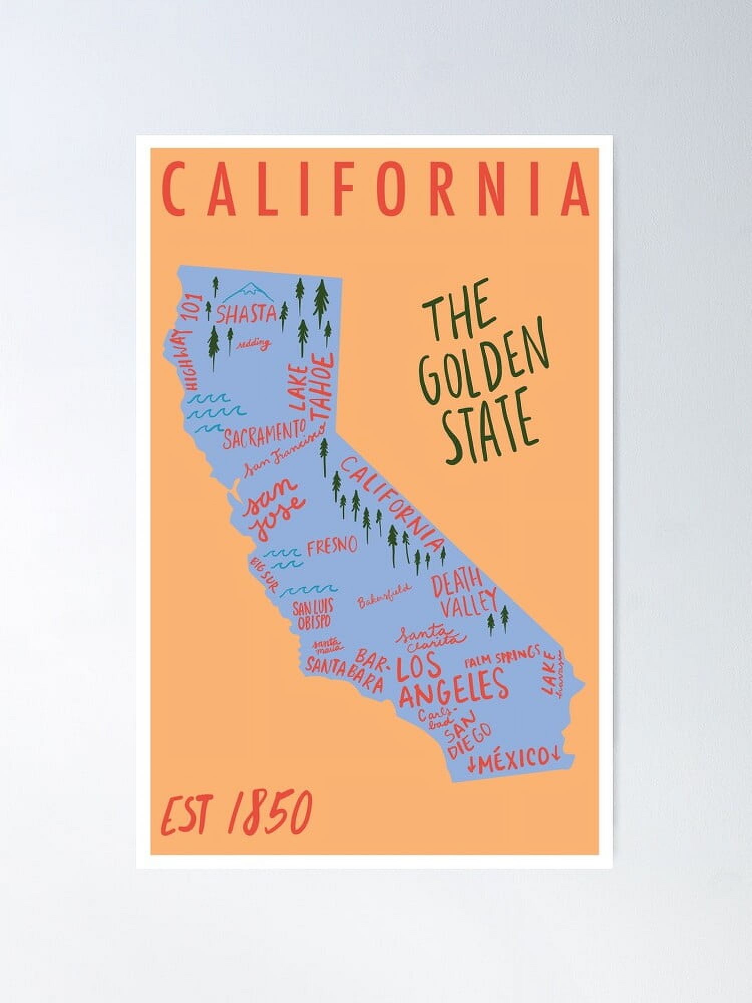 California State Map Poster - Walmart.com