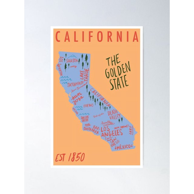 California State Map Poster - Walmart.com