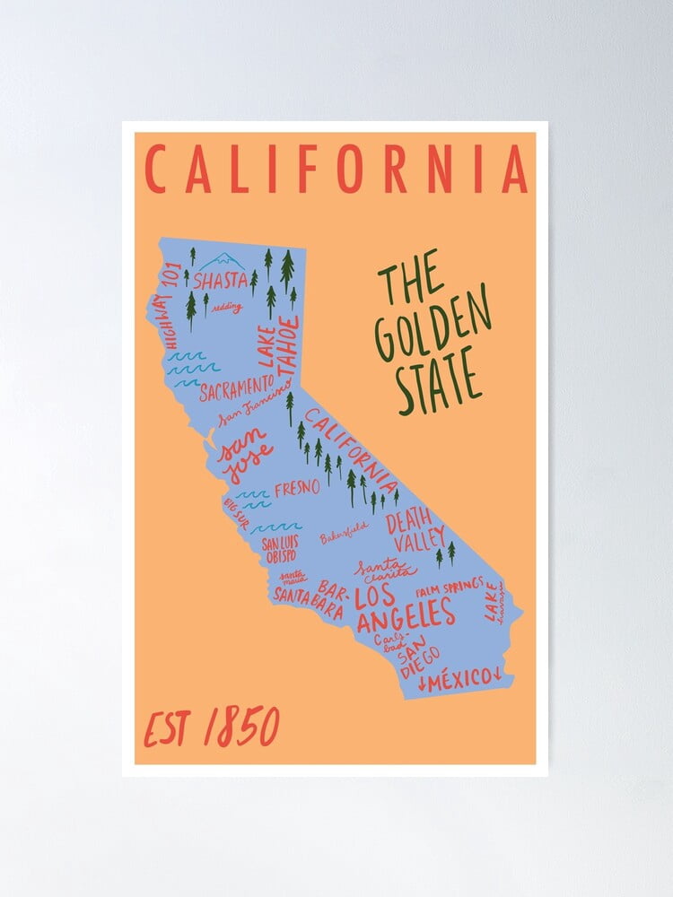 California State Map Poster - Walmart.com