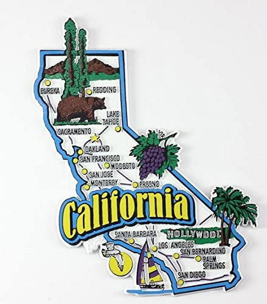 California State Map and Landmarks Collage Fridge Collectible Souvenir ...