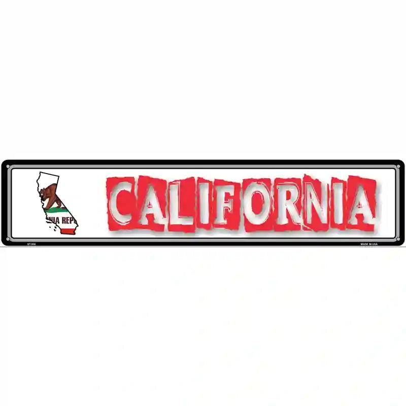 California State Outline Novelty Metal Vanity Street Sign 24" x 5" Sign ...
