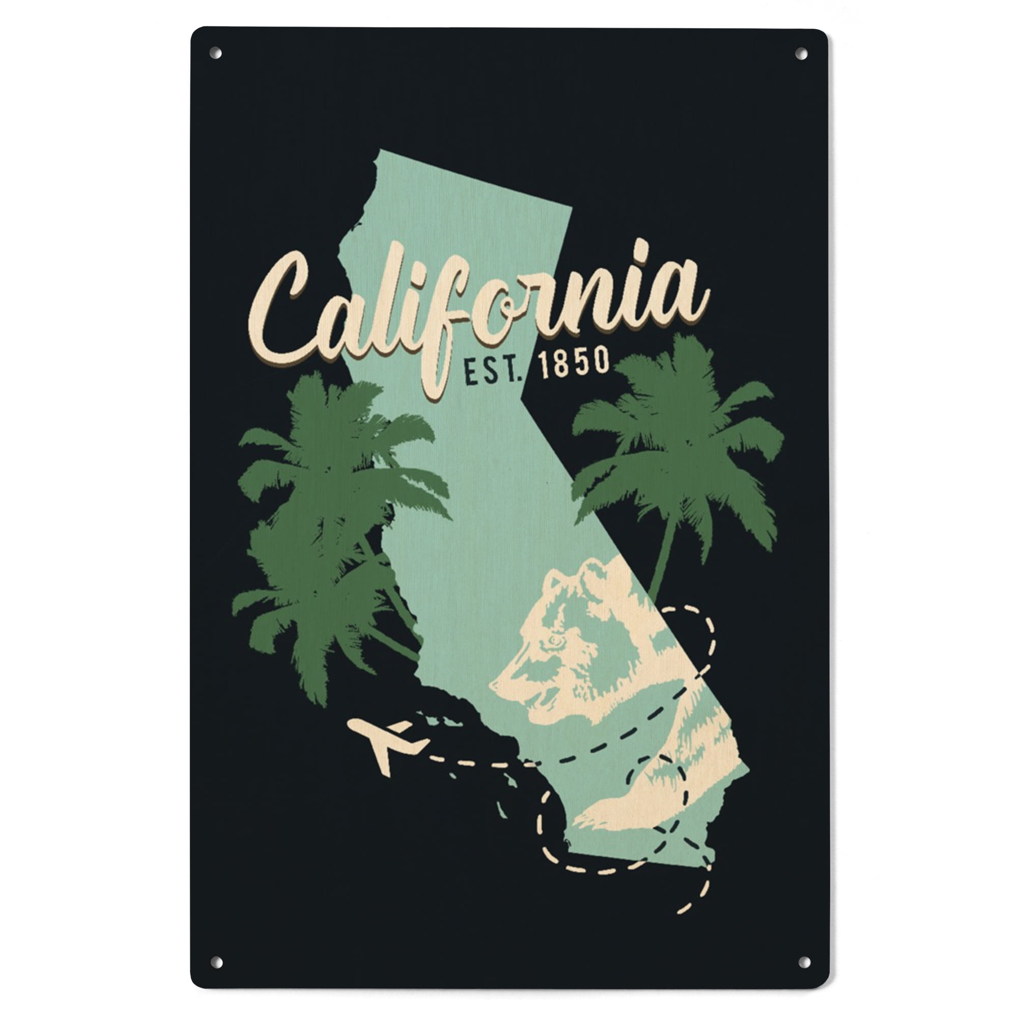 California, State Outline, Urban Traveler, Contour Birch Wood Wall Sign ...