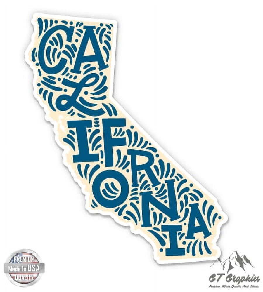 California State Shape Cute Letters Native Local - 8" Vinyl Sticker ...