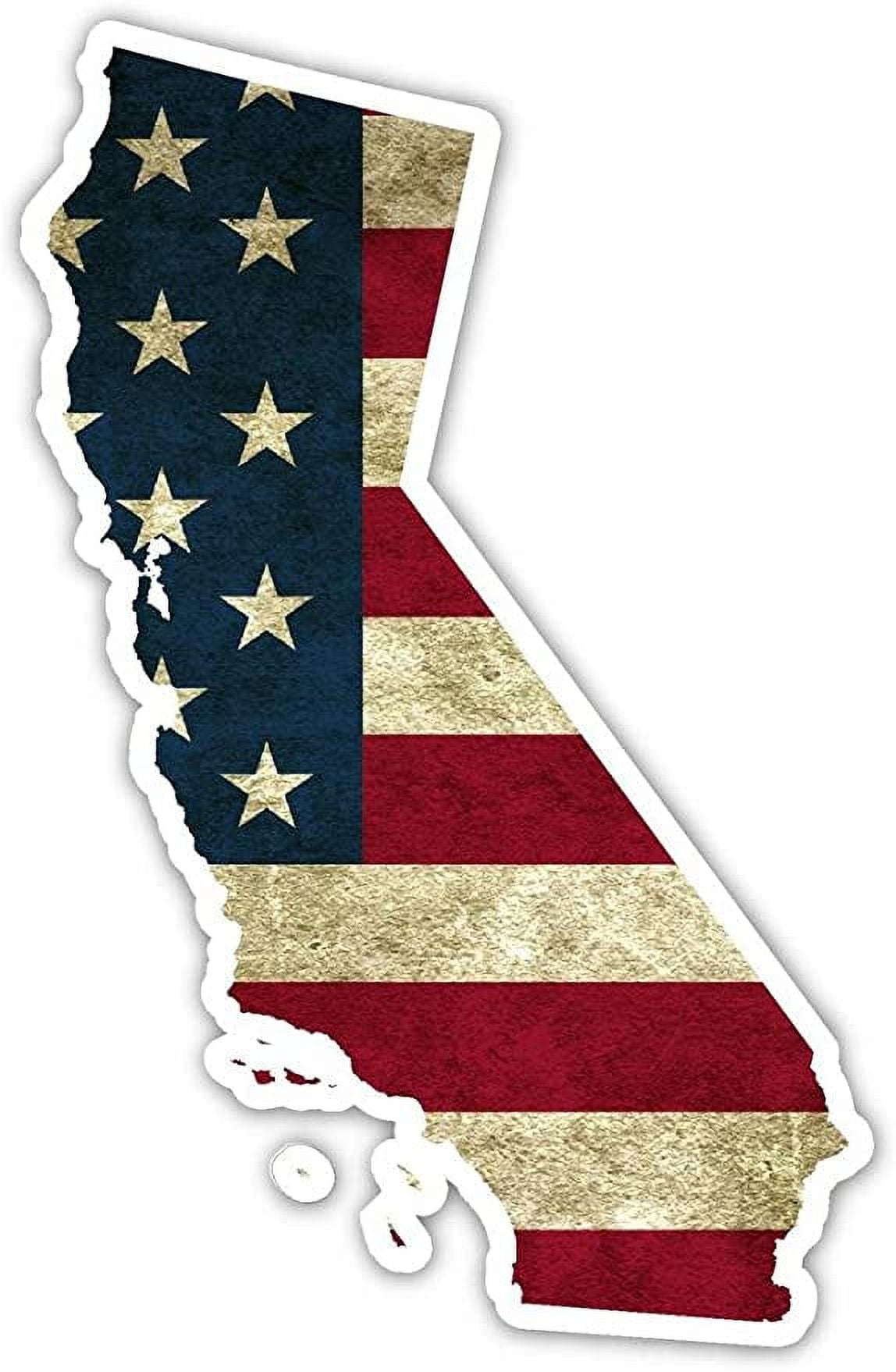 California State Shape US Flag Pro American Californian Vinyl Bumper ...