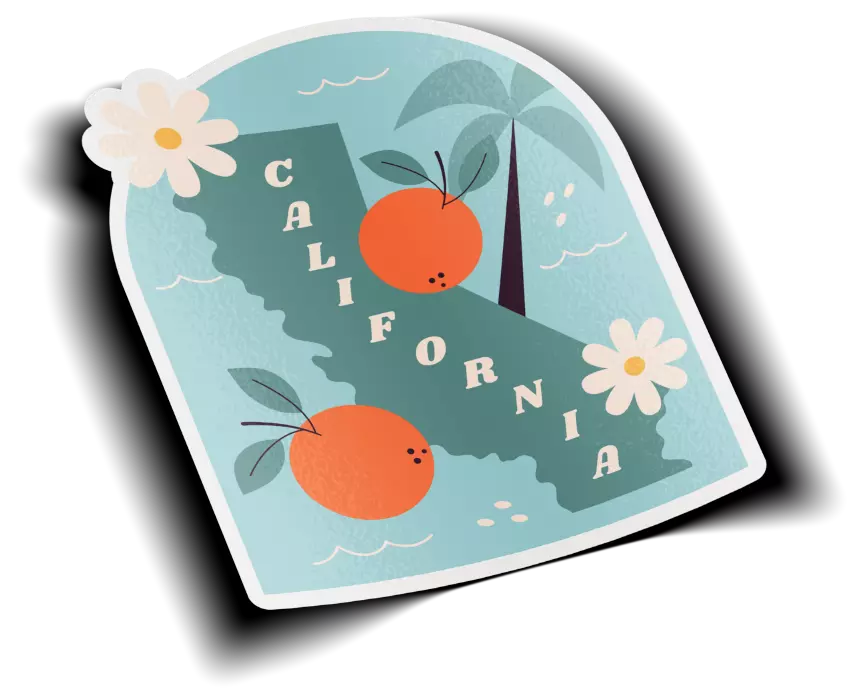 California State Sticker Travel Ca Souvenir Phone Decal Water Bottle ...