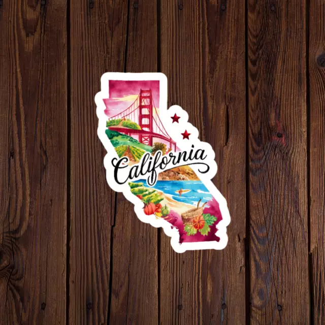 California Sticker American Flag State Outline Novelty Laptop Sticker ...