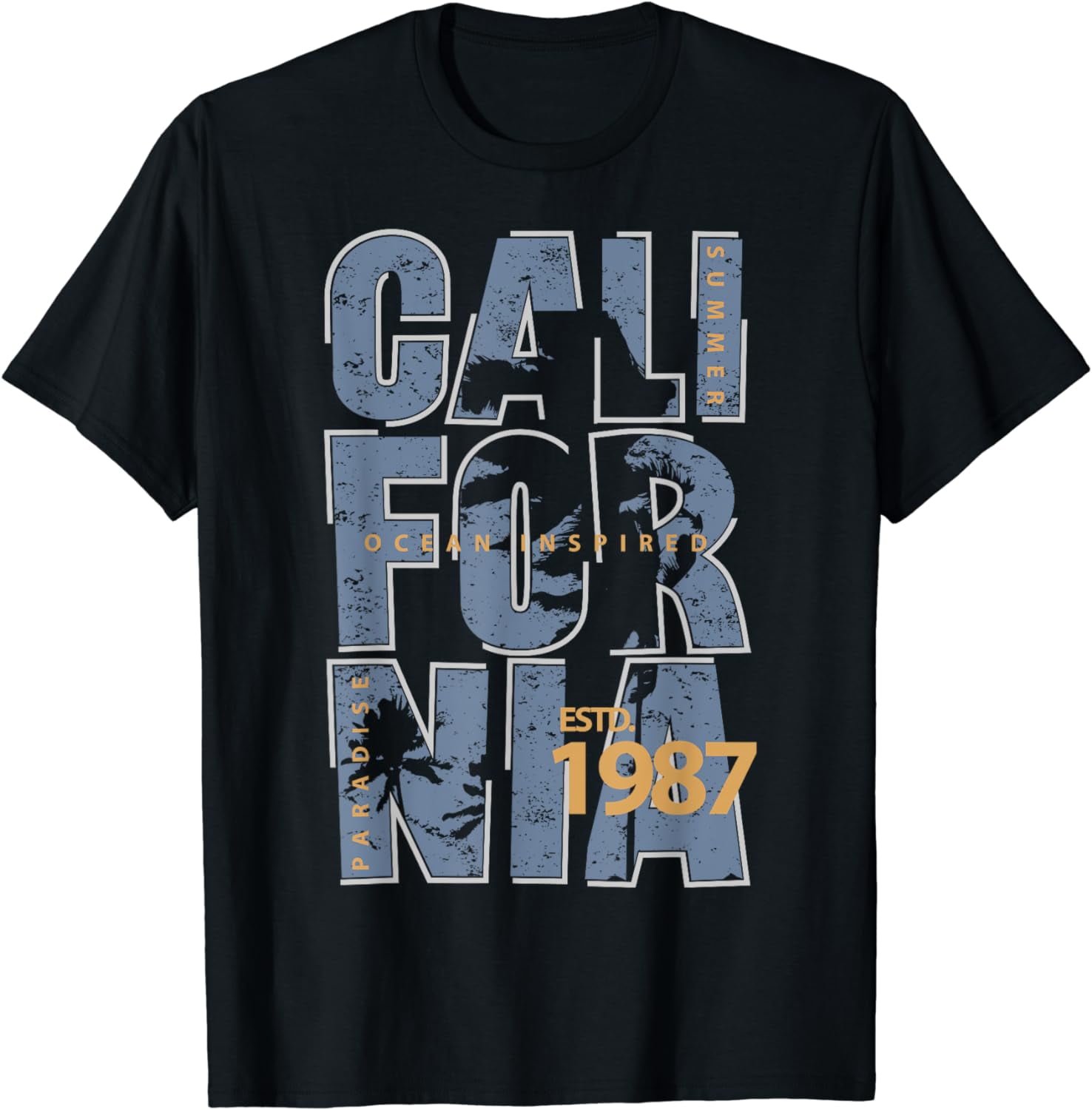 California Summer Ocean Inspired Paradise Estd 1987 T-Shirt - Walmart.com