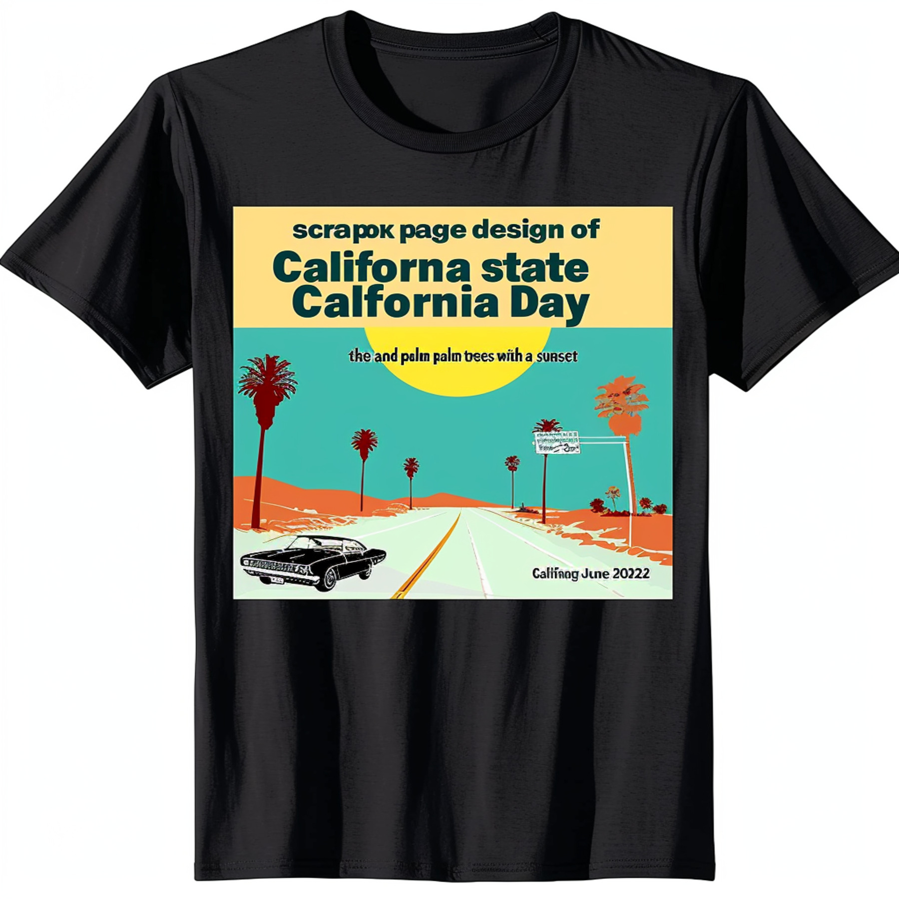 California Sunset Palm Trees Vintage Car T Shirt California Running Day ...
