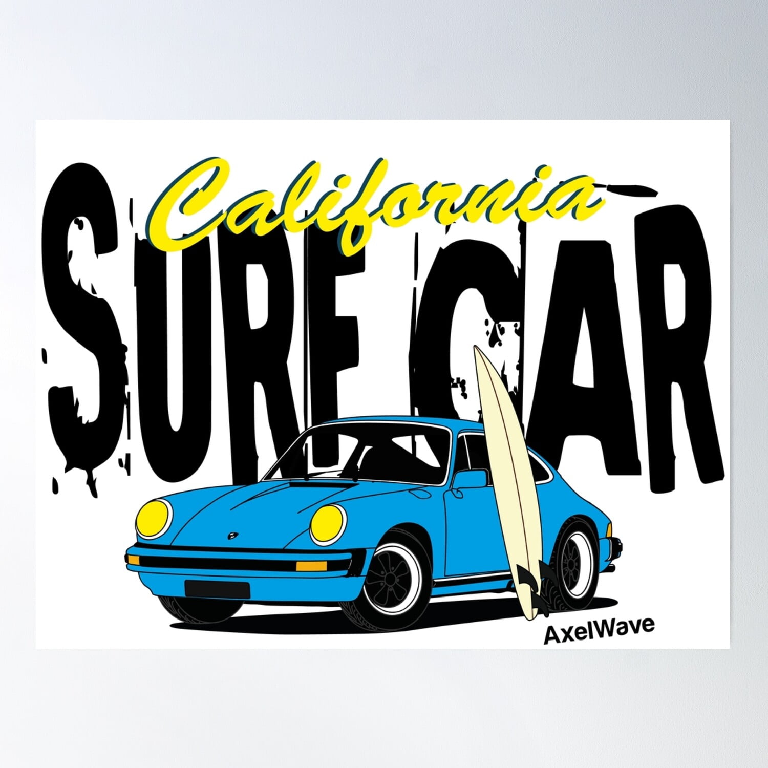 California Surf Car Poster Wall Art, Modern Wall Decor, 8x12 UNFRAMED ...