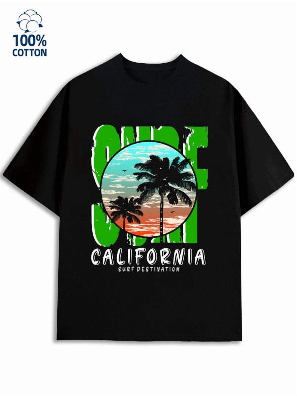 California Surf Tee men's city 180G 100% Cotton black y2k short Trendy Unisex Shirt Short Sleeve ...