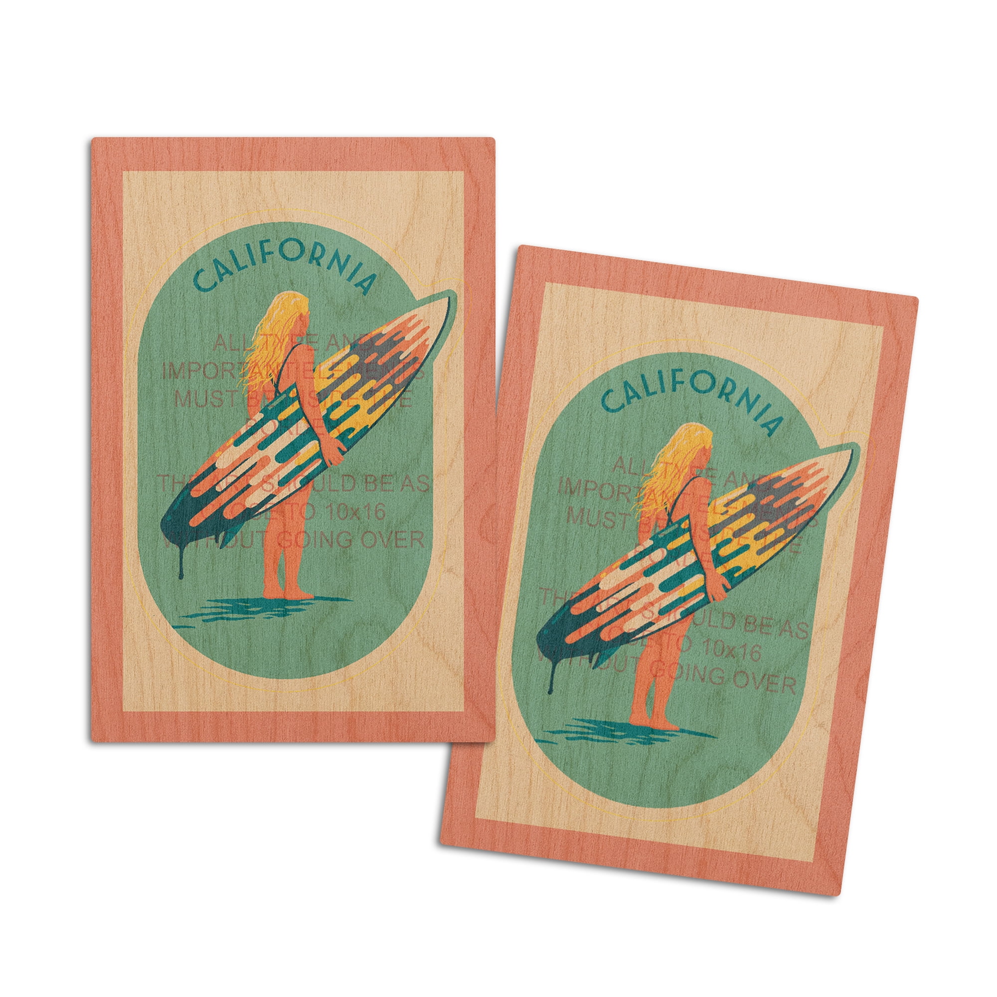 California, Sweet Relief Collection, Surfer, Contour (4x6 Birch Wood ...