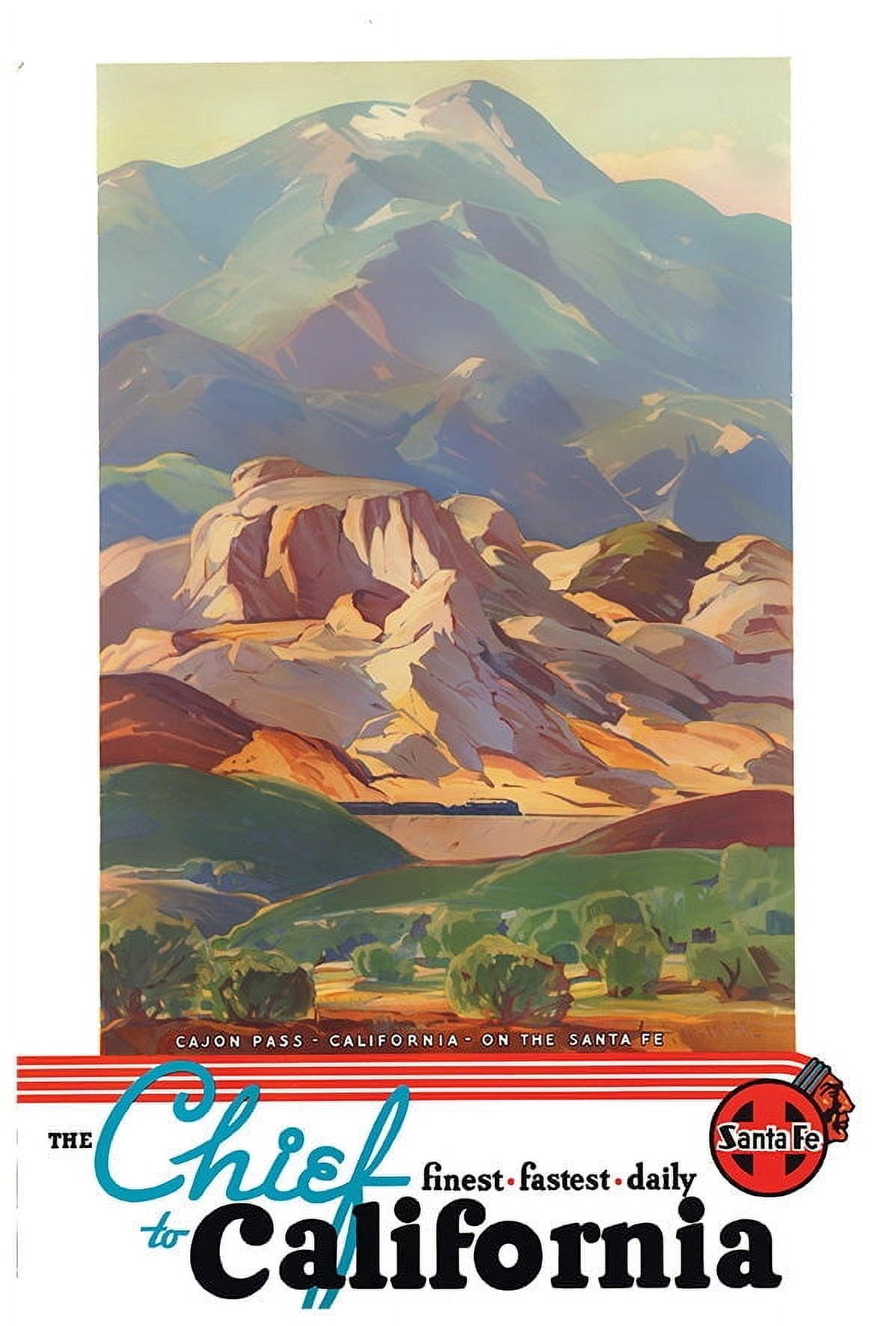 California - The Chief Railway - Vintage Travel Poster (12x18Inches ...
