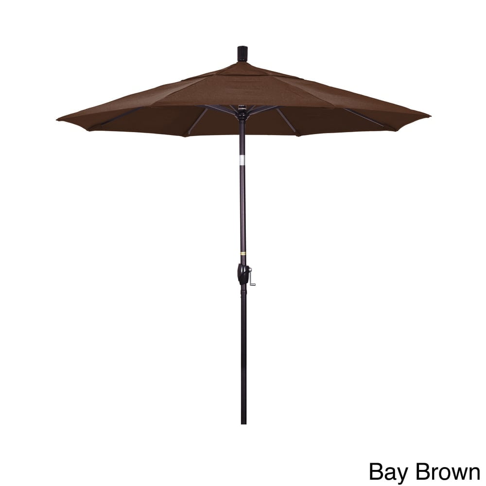 California Umbrella 7.5' Rd. Aluminum Patio Umbrella, Crank Lift with Push Button Tilt, Bronze ...