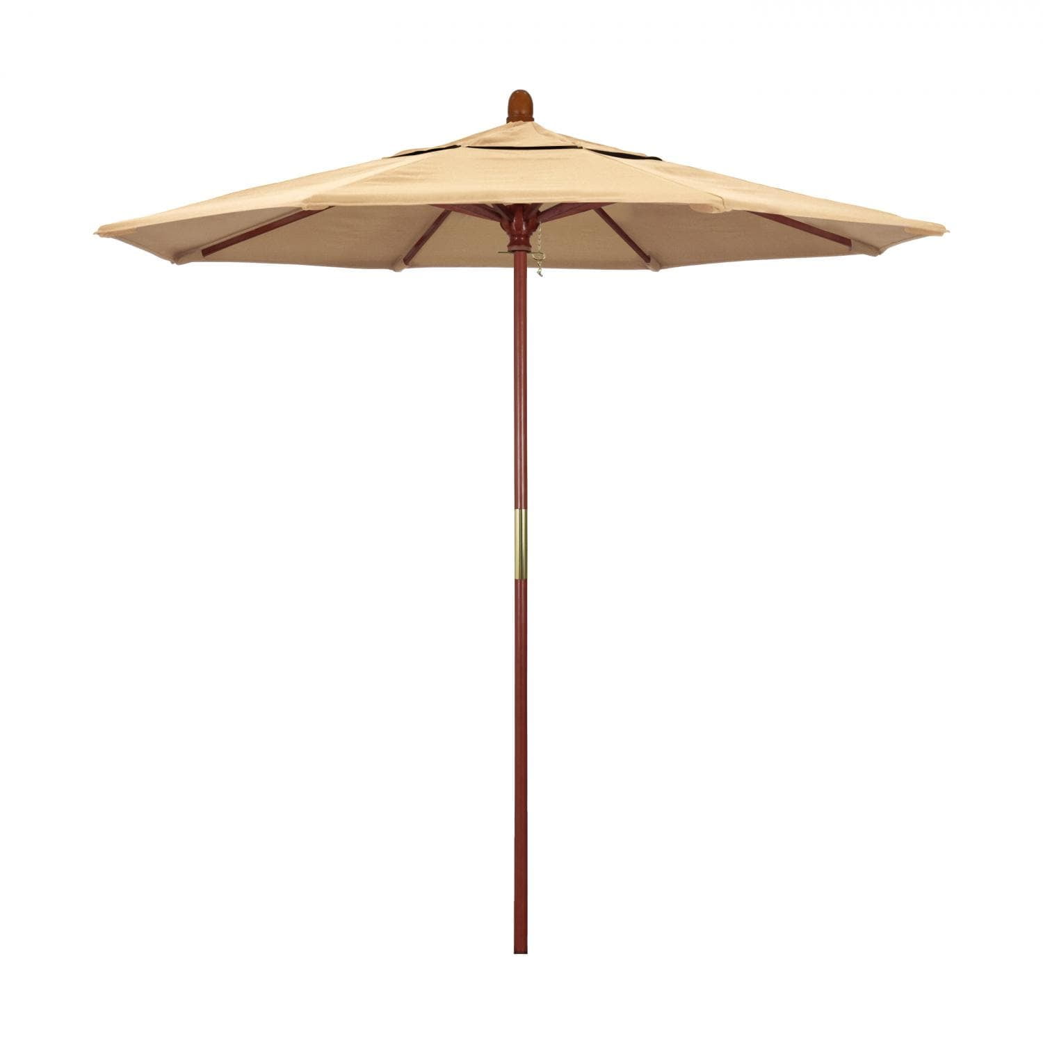 California Umbrella MARE758-5422 7.5 ft. Wood Market Umbrella Pulley Open Marenti Wood-Sunbrella ...