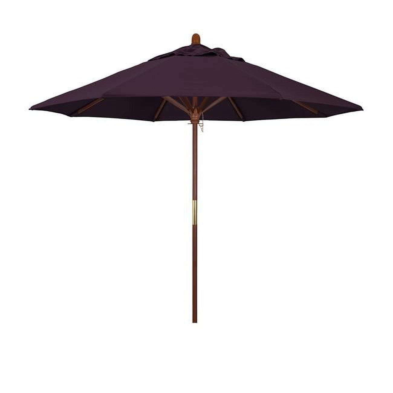 California Umbrella MARE908-SA65 9 ft. Wood Market Umbrella Pulley Open Marenti Wood-Pacifica ...