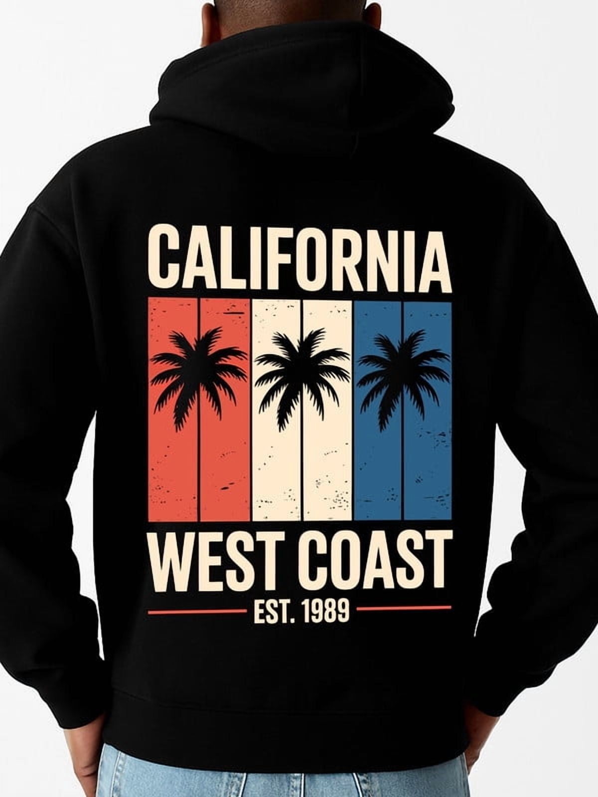 California Vibes hoodies & sweatshirt for men machine washable black ...