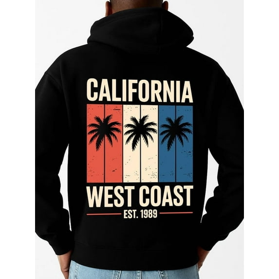 California Vibes hoodies & sweatshirt for men machine washable black ...