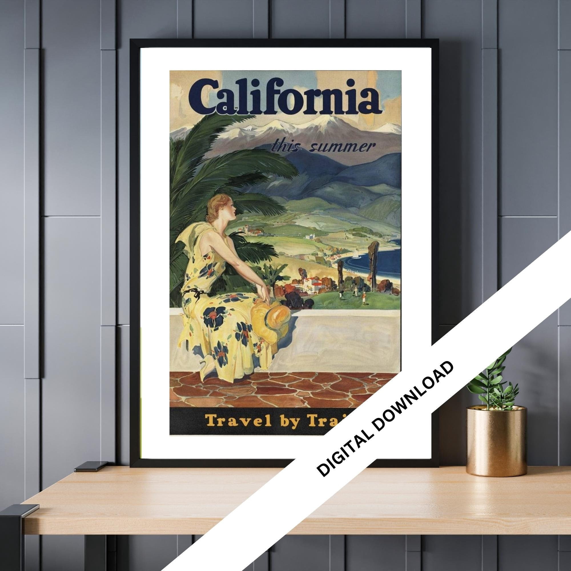 California Vintage Travel Poster Retro Art Wall Decor, Poster Home ...