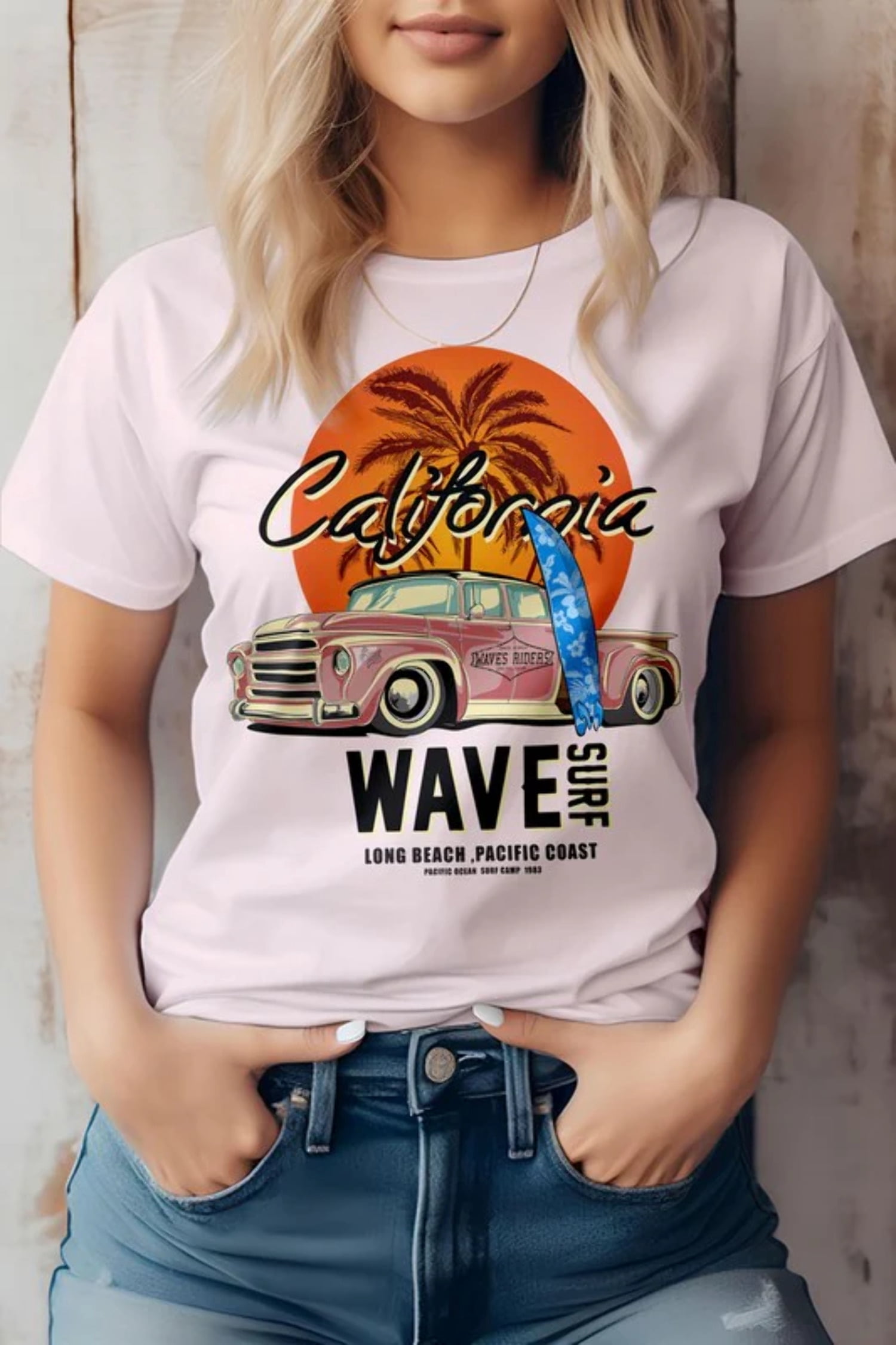 California Wave Surf Vintage Graphic Tee - Walmart.com