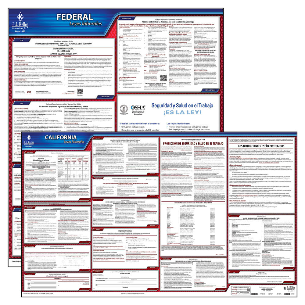 California and Federal Labor Law Poster Set, Spanish- OSHA Compliant ...