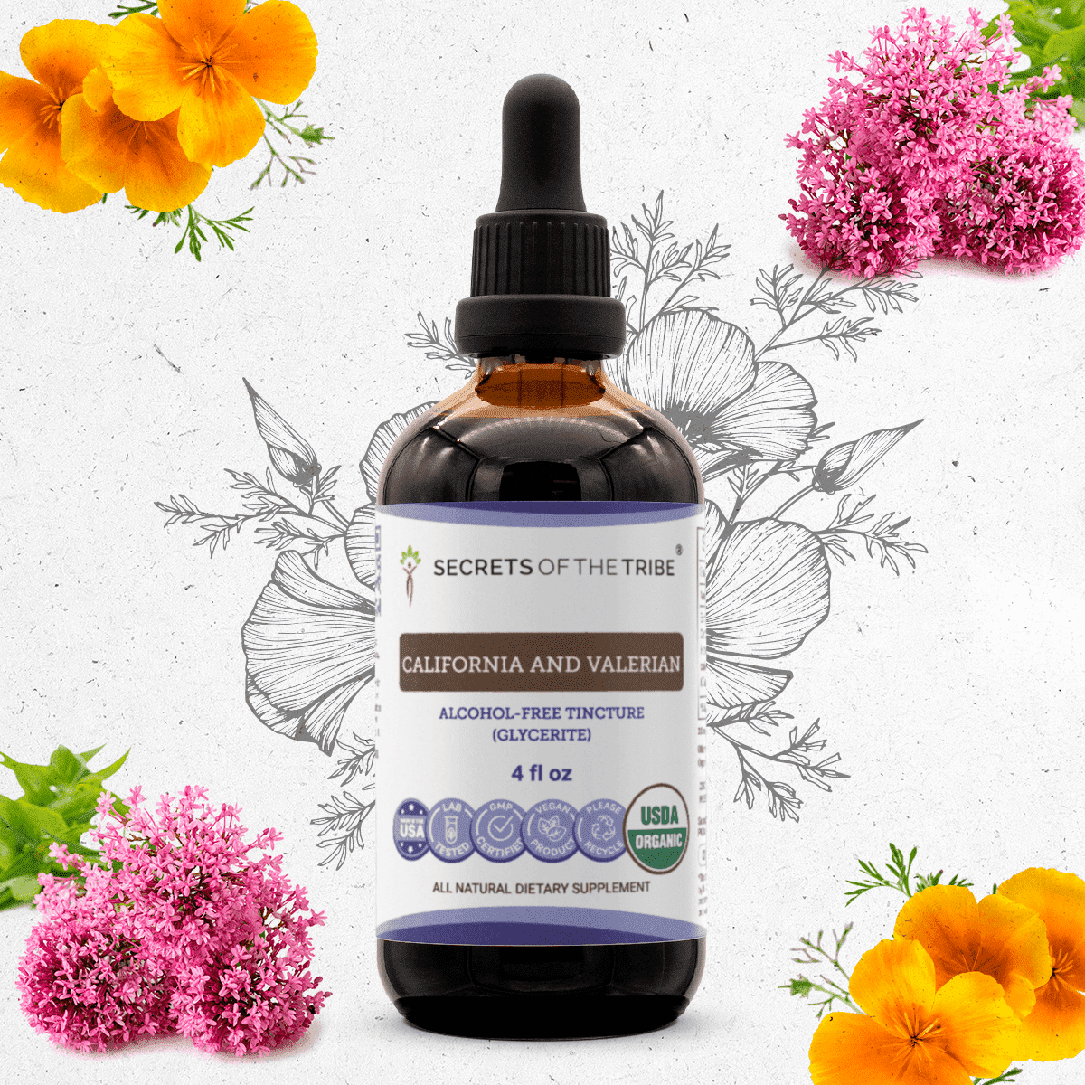 Secrets Of The Tribe California Valerian Tincture, Herbal Extract for ...