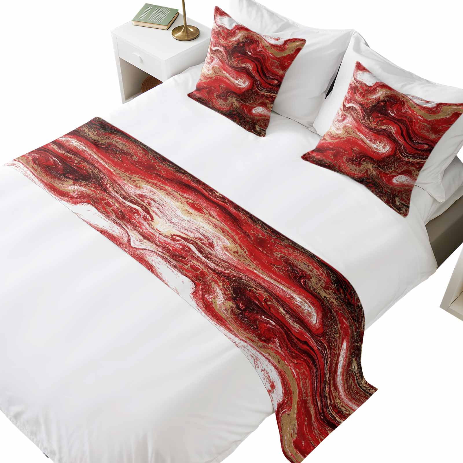 California King Size Abstract Fluid Bed Runner Set 102 x 20 inch ...