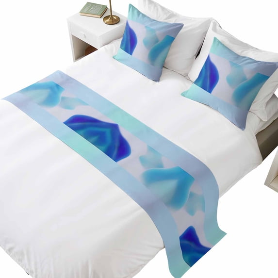 California King Size Blue Abstrac Bed Runner Set 102 x 20 inch Bed ...