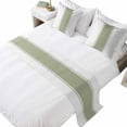 California King Size Sage Green Bed Runner Set 102 x 20 inch Stripe ...