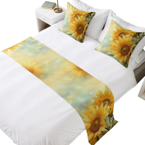 California King Size Suflower Bed Runner Set 102 x 20 inch Country ...