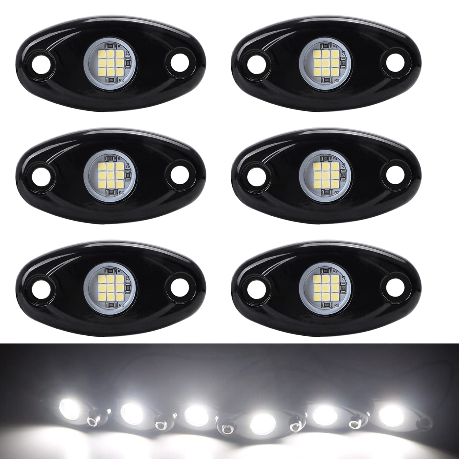 Calightskit 6 Pods LED Rock Lights White for Jeep Off Road Truck Car ...