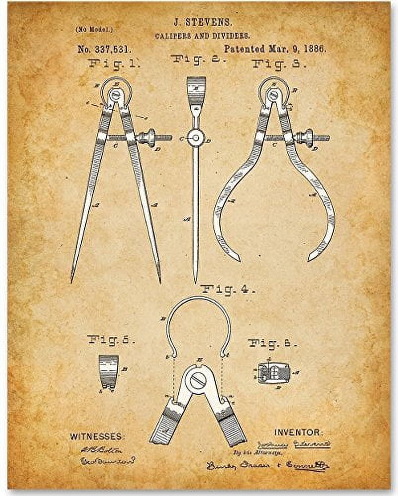 Calipers and Dividers - 11x14 Unframed Patent Print - Great Gift for ...