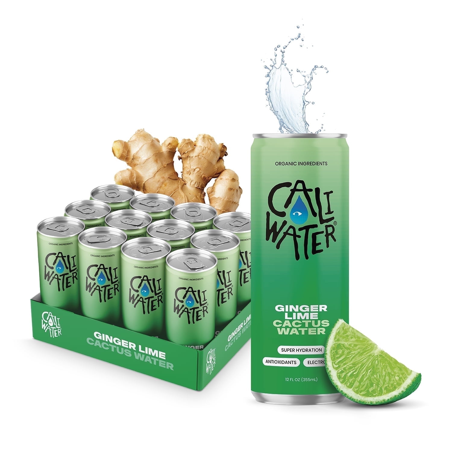 Caliwater Organic Ginger Lime Nopal Cactus Water: Plant-Based, Non-GMO ...