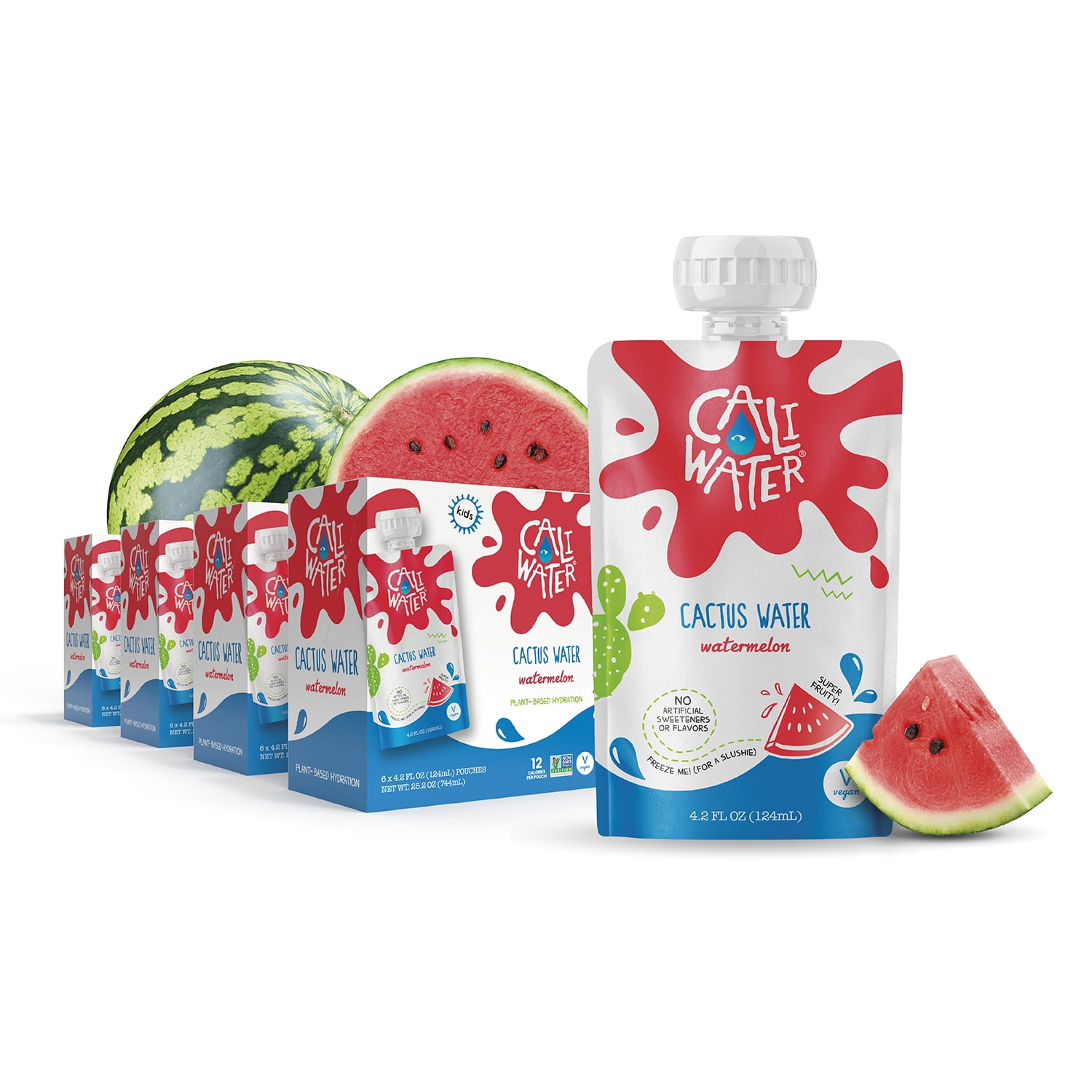 Caliwater Kids Pouch Organic Cactus Water Watermelon 24-Pack 4.2oz ...