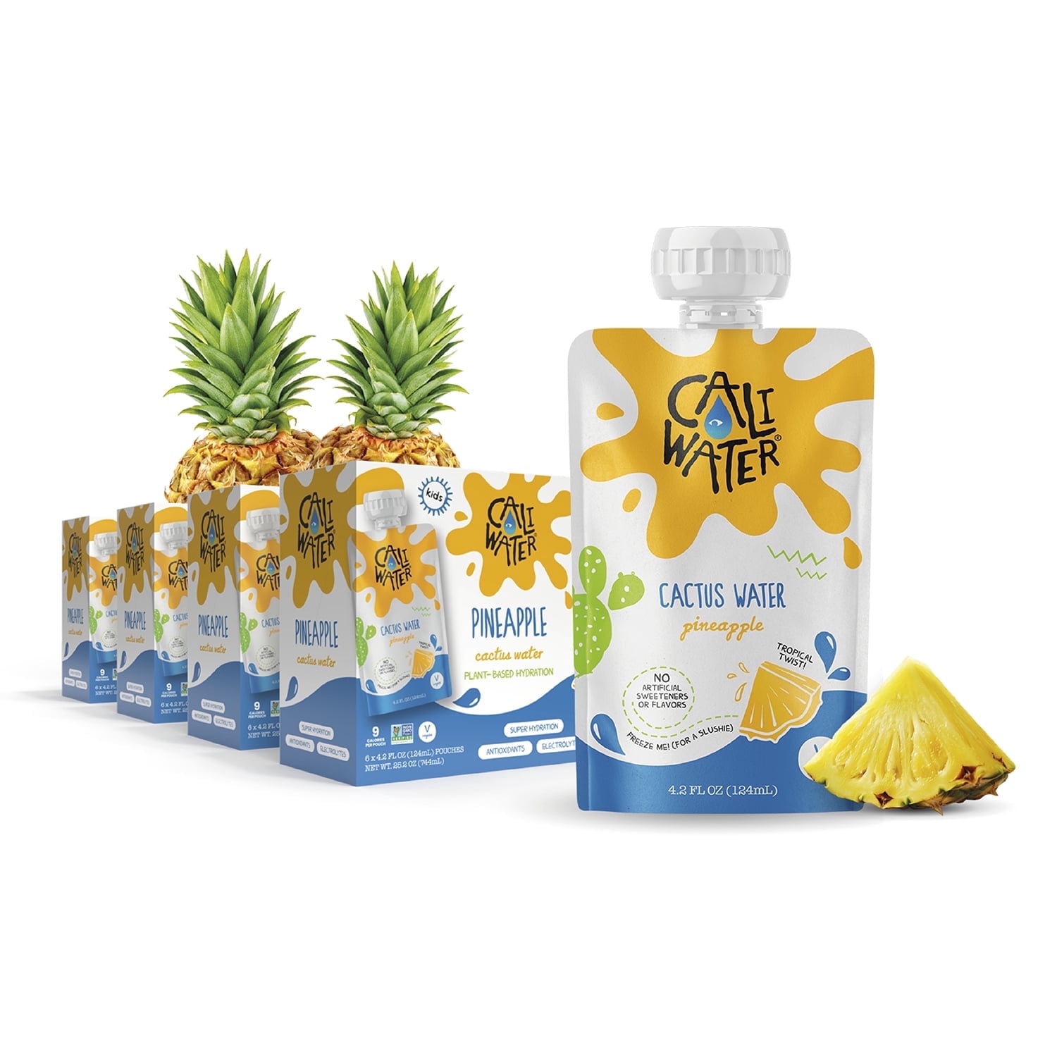 Caliwater Organic Cactus Water Kids Pouches Pineapple, Coconut Water ...
