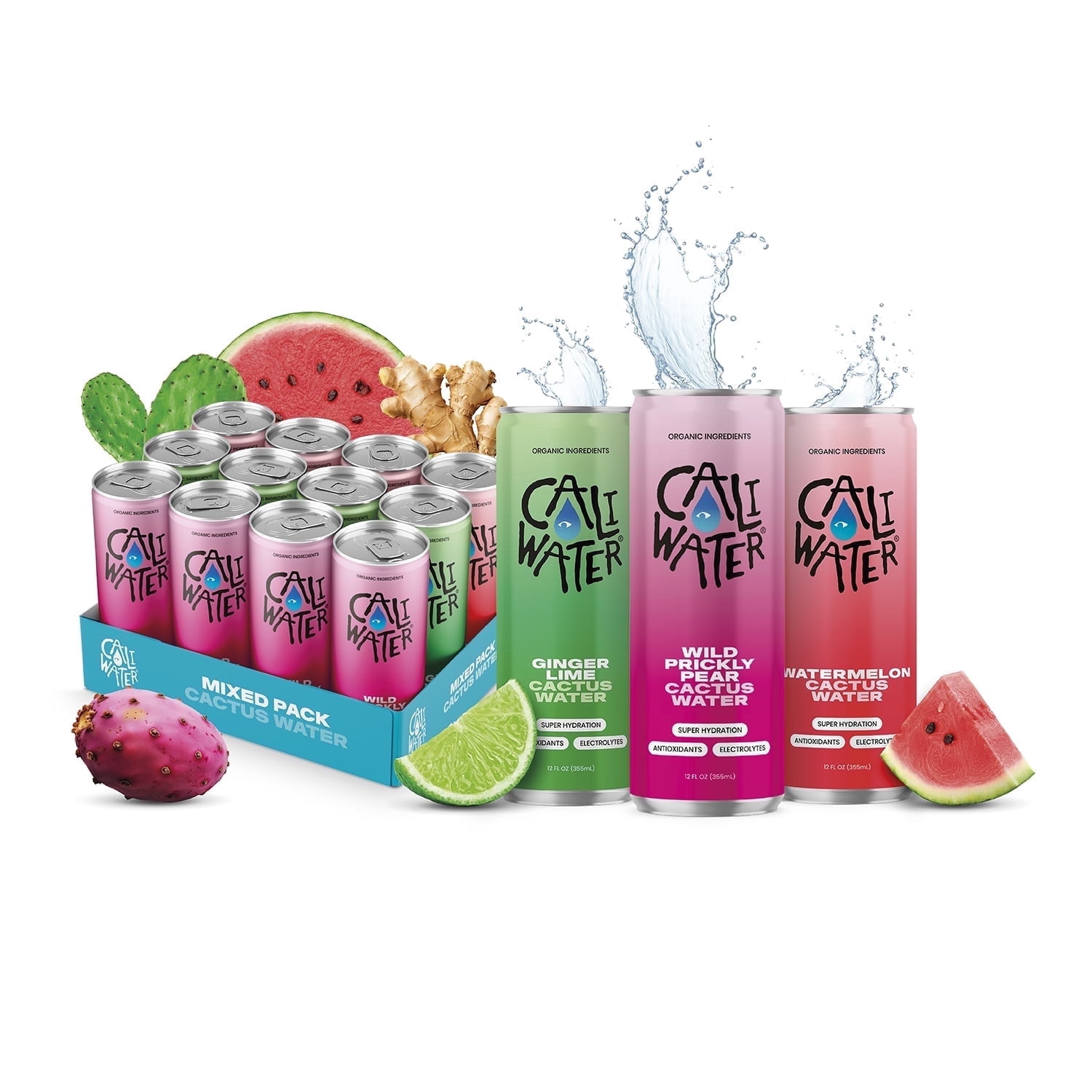 CALI WATER Cactus Water Variety Pack, Prickly Pear, Ginger Lime ...