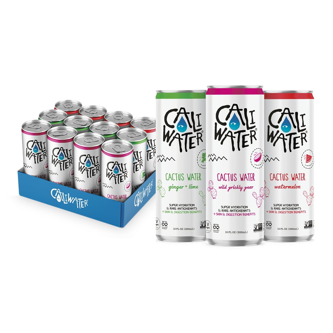 Caliwater Organic Nopal Cactus Variety Pack: Ginger Lime, Wild Prickly ...