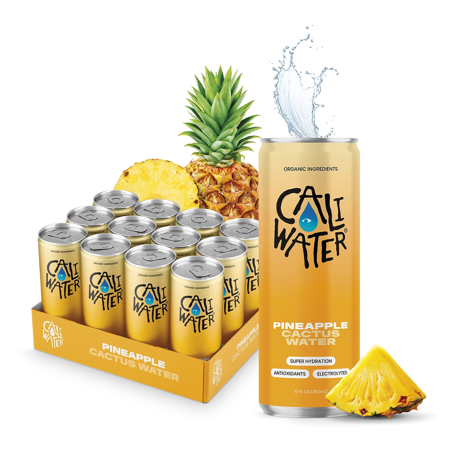 Caliwater Organic Pineapple Nopal Cactus Water, Non-GMO, Non-Carbonated ...