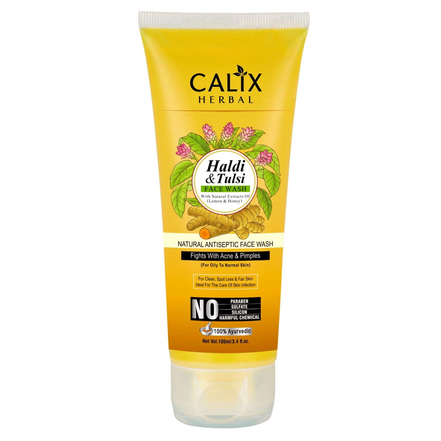 Calix Herbal Organic Ayurvedic Haldi Tulsi Face Wash Fights With Acne ...