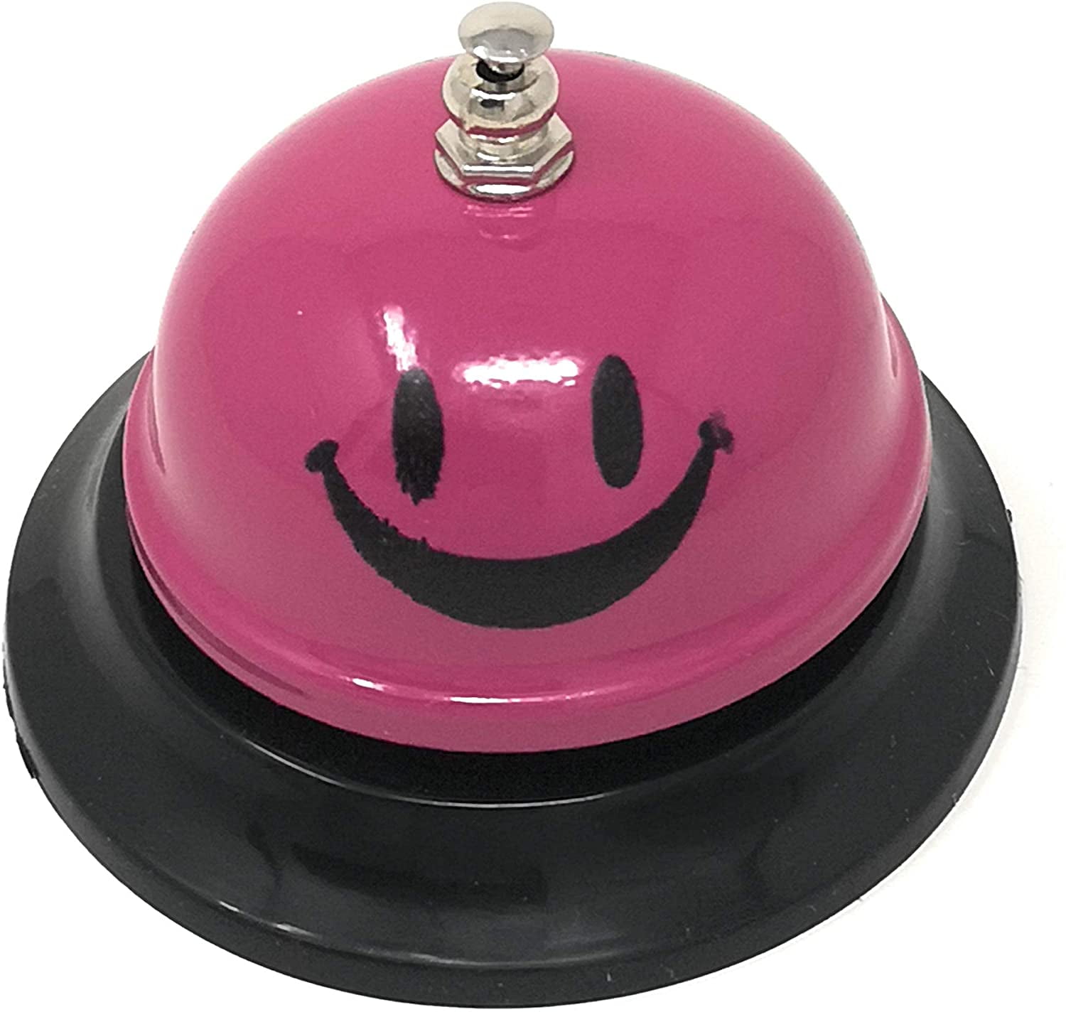 Call Bell, 3.35 Inch Diameter, Metal Bell, Magenta Smiley Face, Desk ...