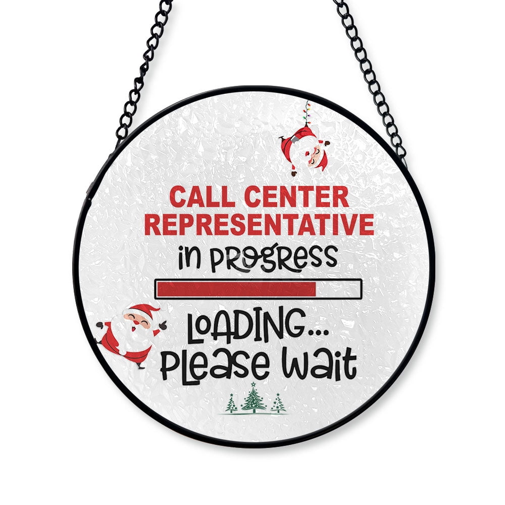 Call Center Representative in Progress Stained Glass Window Hanging ...