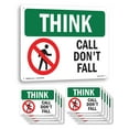 Call Don't Fall With Symbol OSHA Think Aluminum Sign 24 Inch x 18 Inch ...