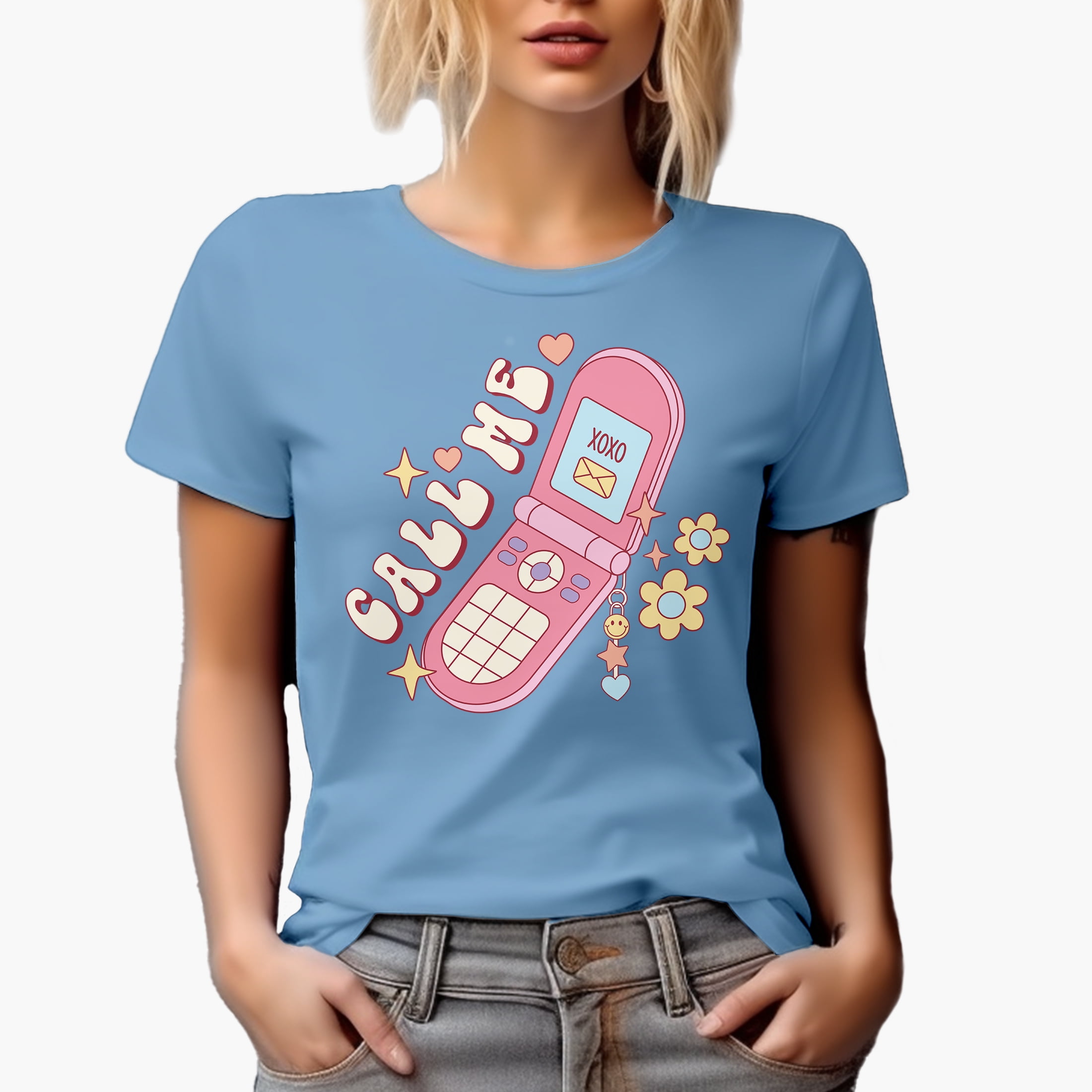 Call Me, 90s Retro Phone Valentine's Day Art Merch Gift, Baby Blue T ...