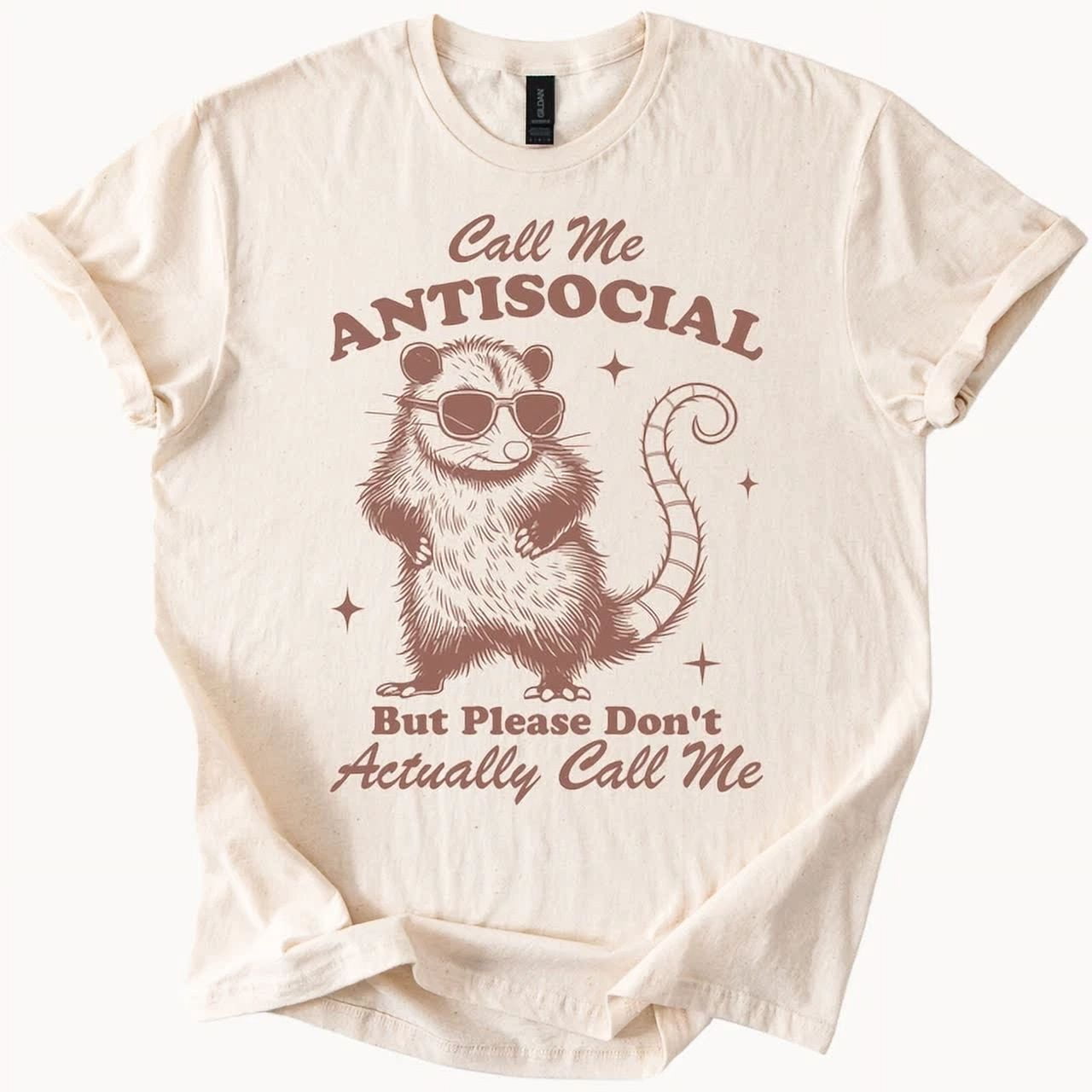 Call Me Antisocial Opossum Shirt Funny Animal Graphic Tee for ...
