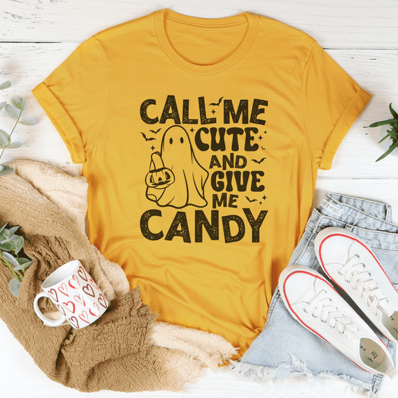 Call Me Cute and Give Me Candy Tee Athletic Heather S Peachy Sunday T ...