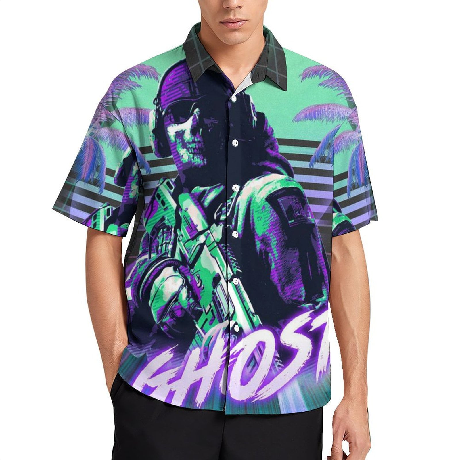 Call Of Duty Modern Warfare Mens Hawaiian Shirt Short Sleeve Button ...